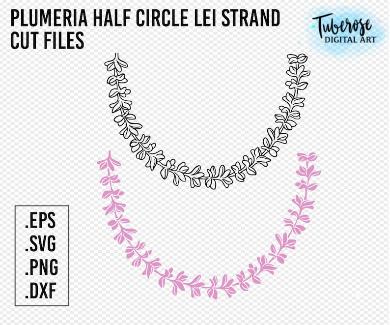 Curved Plumeria Lei, Half Circle Lei SVG, Floral Lei Garland ...