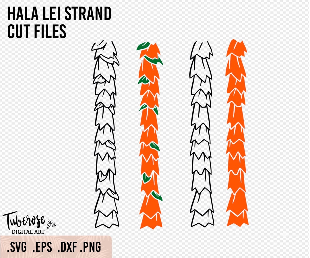 Hala Lei Strandsvg, With and Without Leaves, Straight Lei Cut File ...