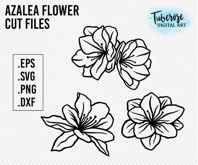 Azalea Flower SVG PNG Cut Files Rhododendron Floral - Etsy