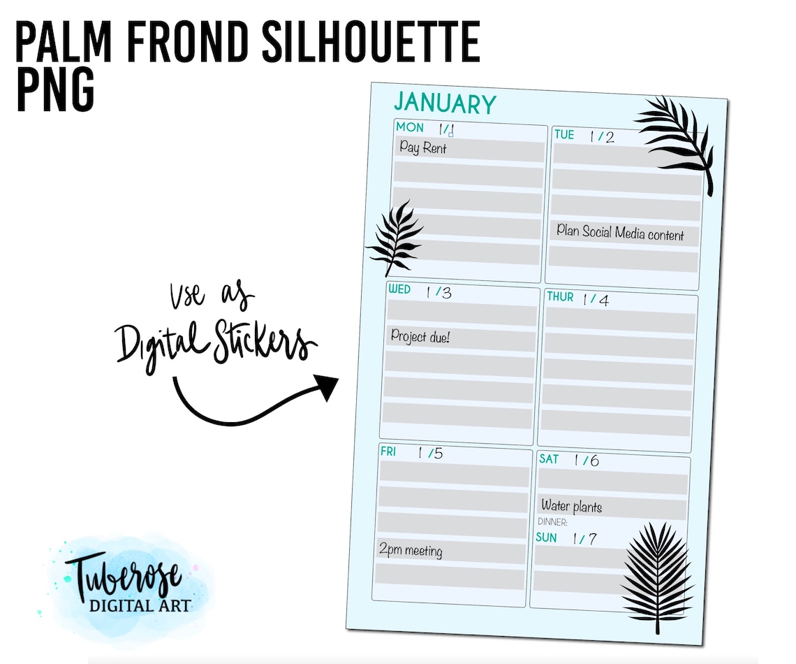 Palm Frond Svg Palm Leaves Silhouette Cut Files Tropical - Etsy