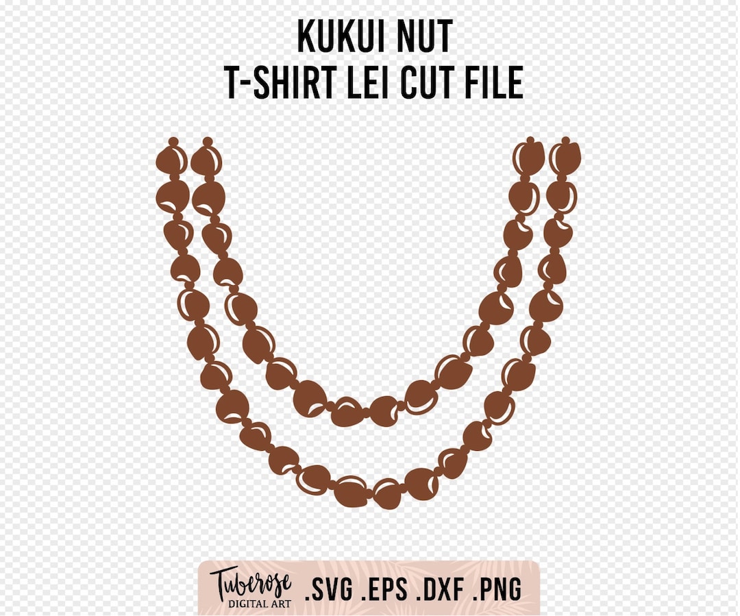 Kukui Nut T-shirt Lei SVG, Solid Simple Kukui Necklace, Iron on Lei T ...