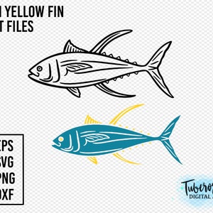 Ahi Yellowfin Tuna SVG Cut File, Sportfish Svg Line Art Sticker Design ...