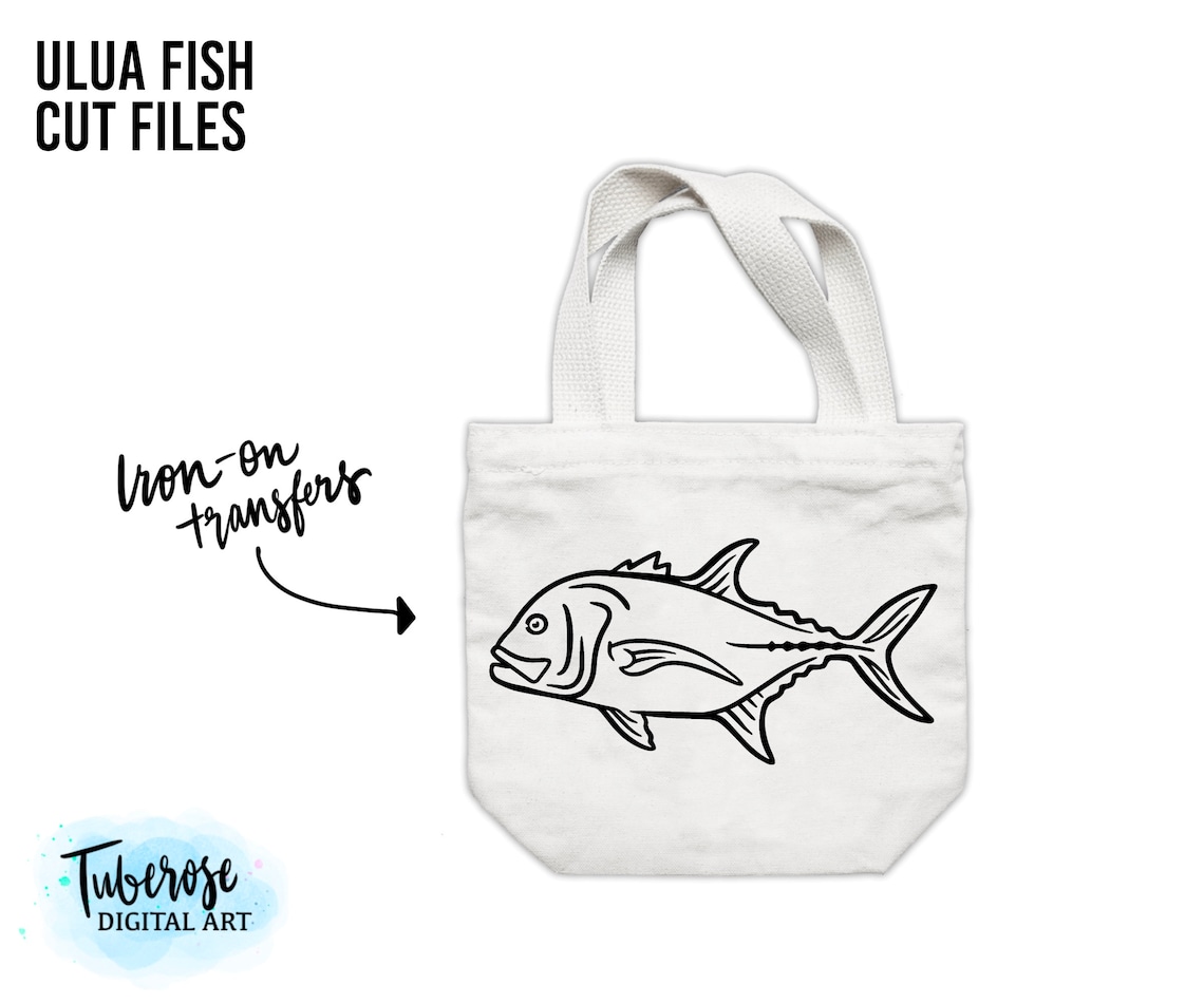 Ulua Fish SVG Cut File, Hawaiian Fish Line Art Sticker Design, Ocean ...