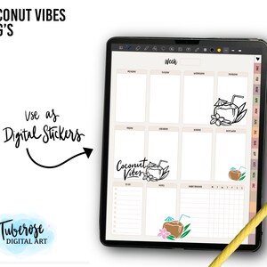 Coconut Vibes SVG, Tropical Drink Line Art PNG, Plumeria Coconut Summer ...