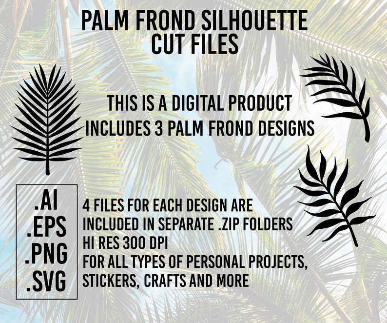 Palm Frond Svg Palm Leaves Silhouette Cut Files Tropical - Etsy