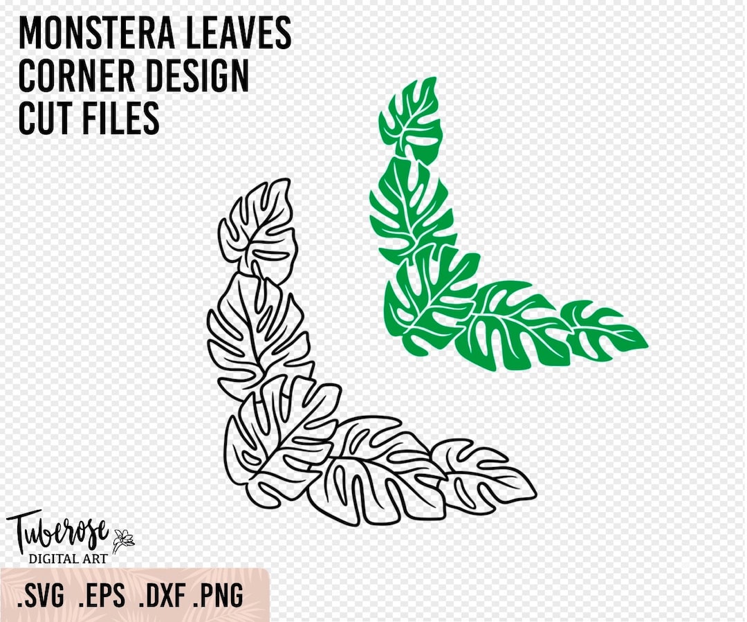 Monstera Leaves Tropical Corner SVG Laser File, Tropical Leaf Design ...