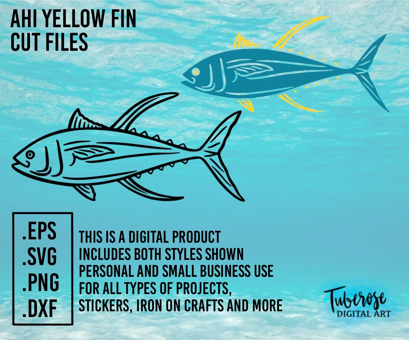 Ahi Yellowfin Tuna SVG Cut File Sportfish Svg Line Art - Etsy