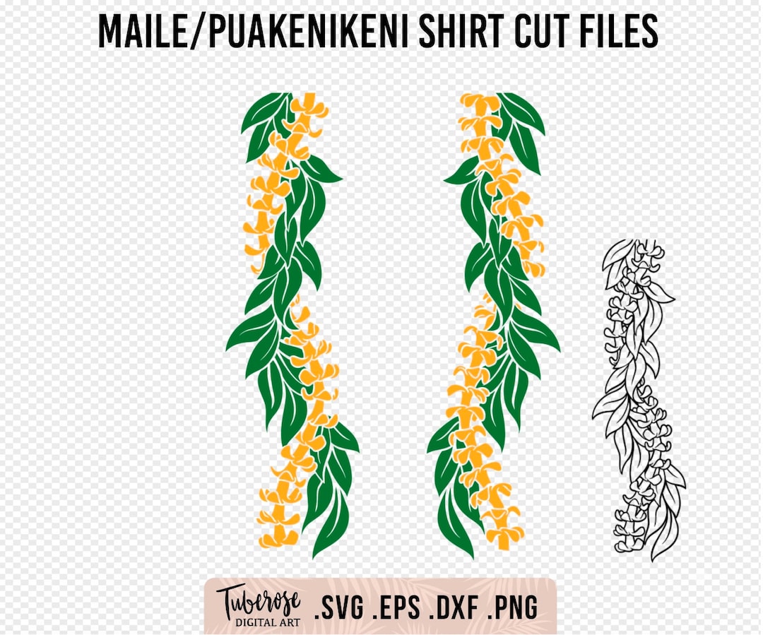 Maile Puakenikeni Lei, Hanging Shirt Lei Svg's. 2 Designs, T-shirt Lei ...