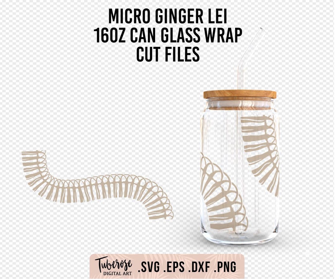 Micronesian Style Ginger Lei 16oz Can Glass SVG, Micro White Ginger Cup ...