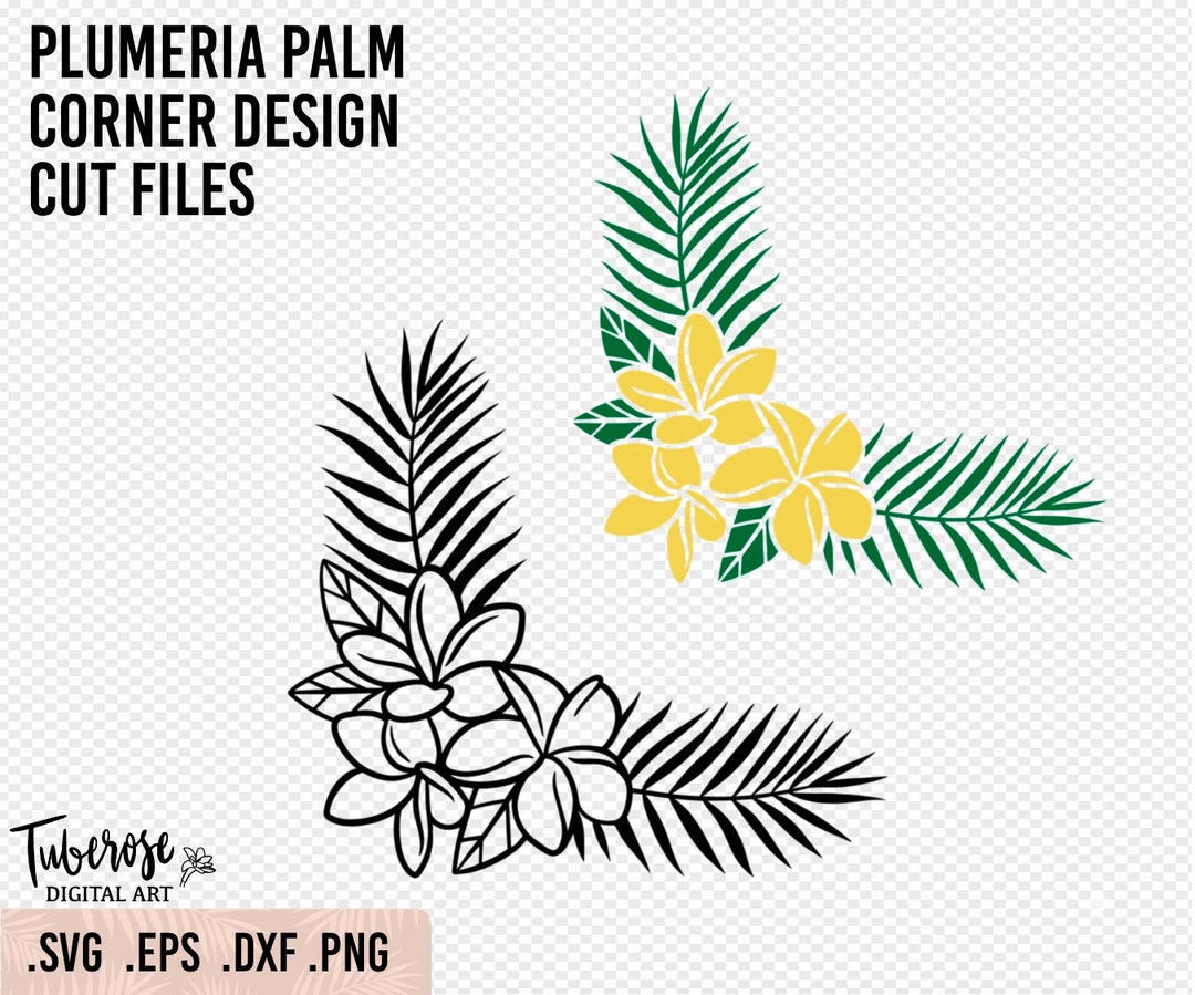 Plumeria Palm Tropical Corner SVG Laser File, Plumeria Palm Frond ...