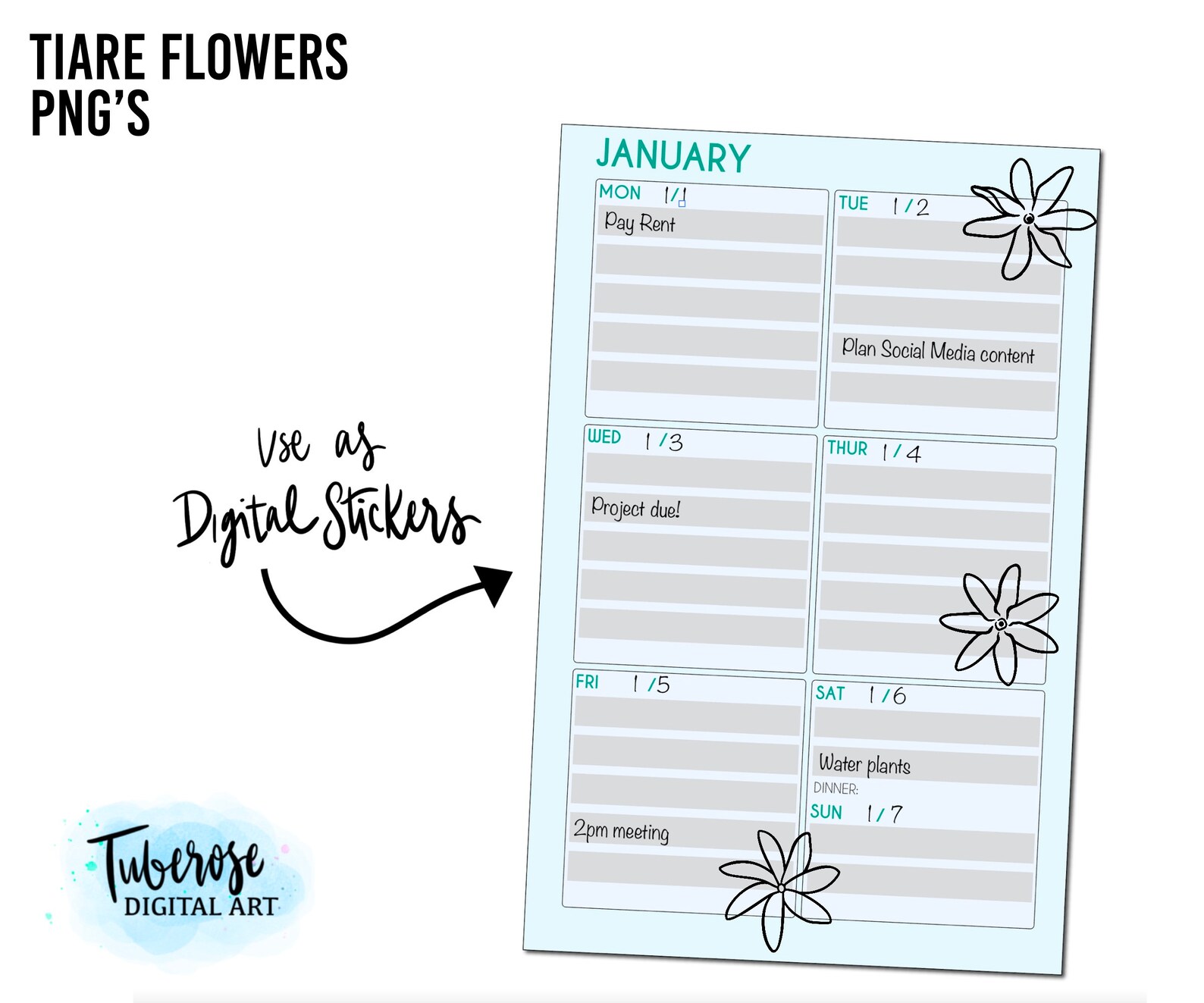 Tiare Flower SVG PNG Cut Files Tahitian Gardenia Floral - Etsy