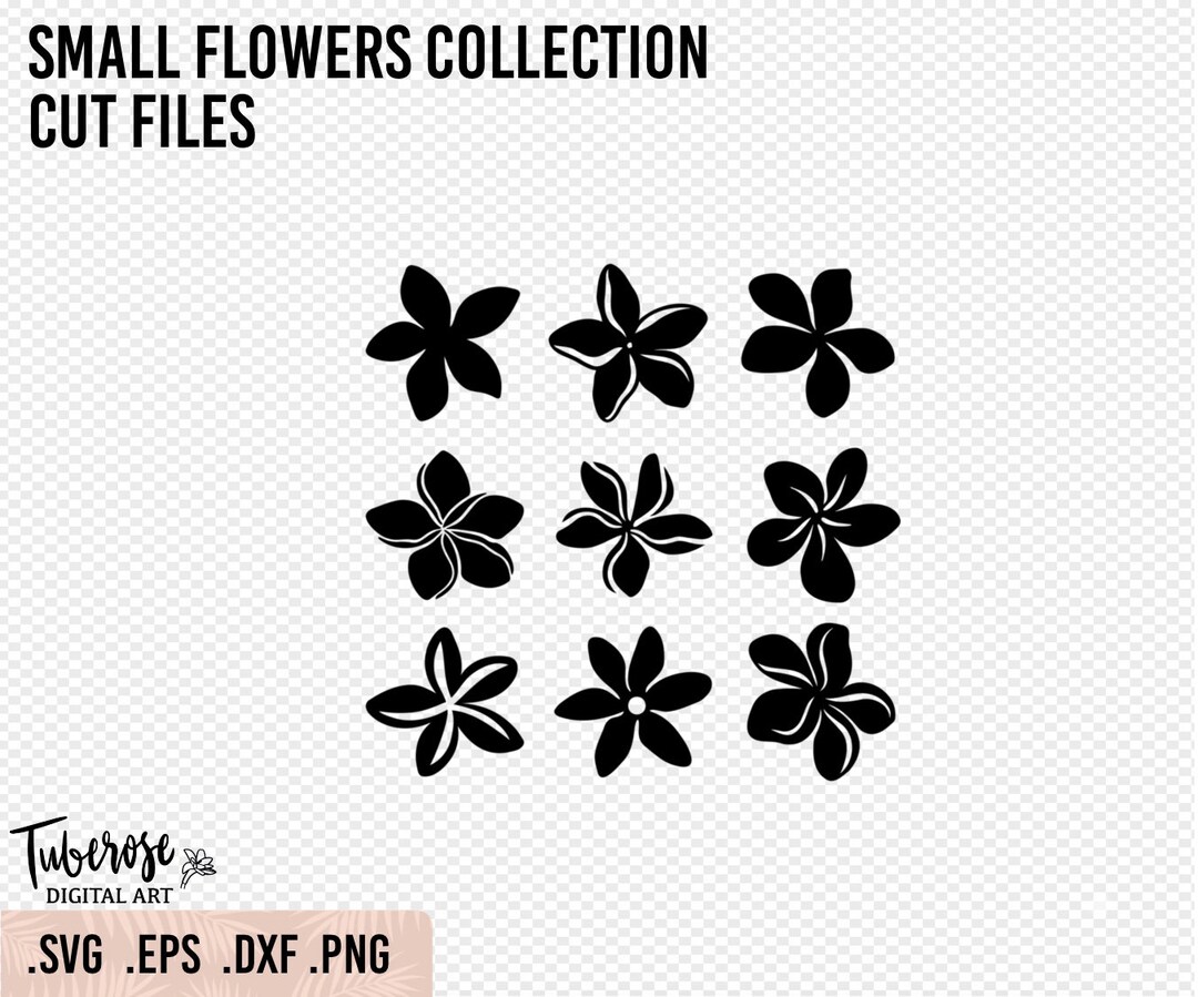 Small Flowers SVG, Simple Plumeria/gardenia Style Flower Sticker Cut ...