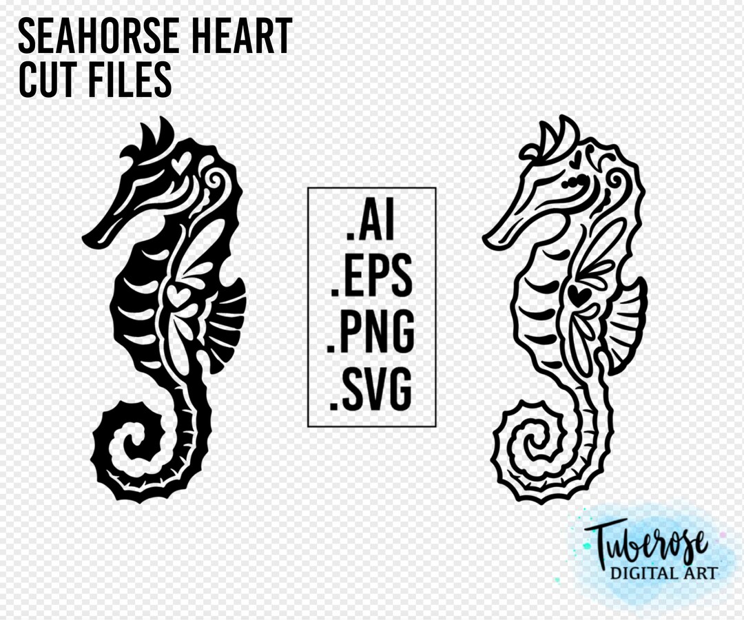Seahorse SVG Cut File, Seahorse Heart Design, Ocean Svg Sticker Decal ...