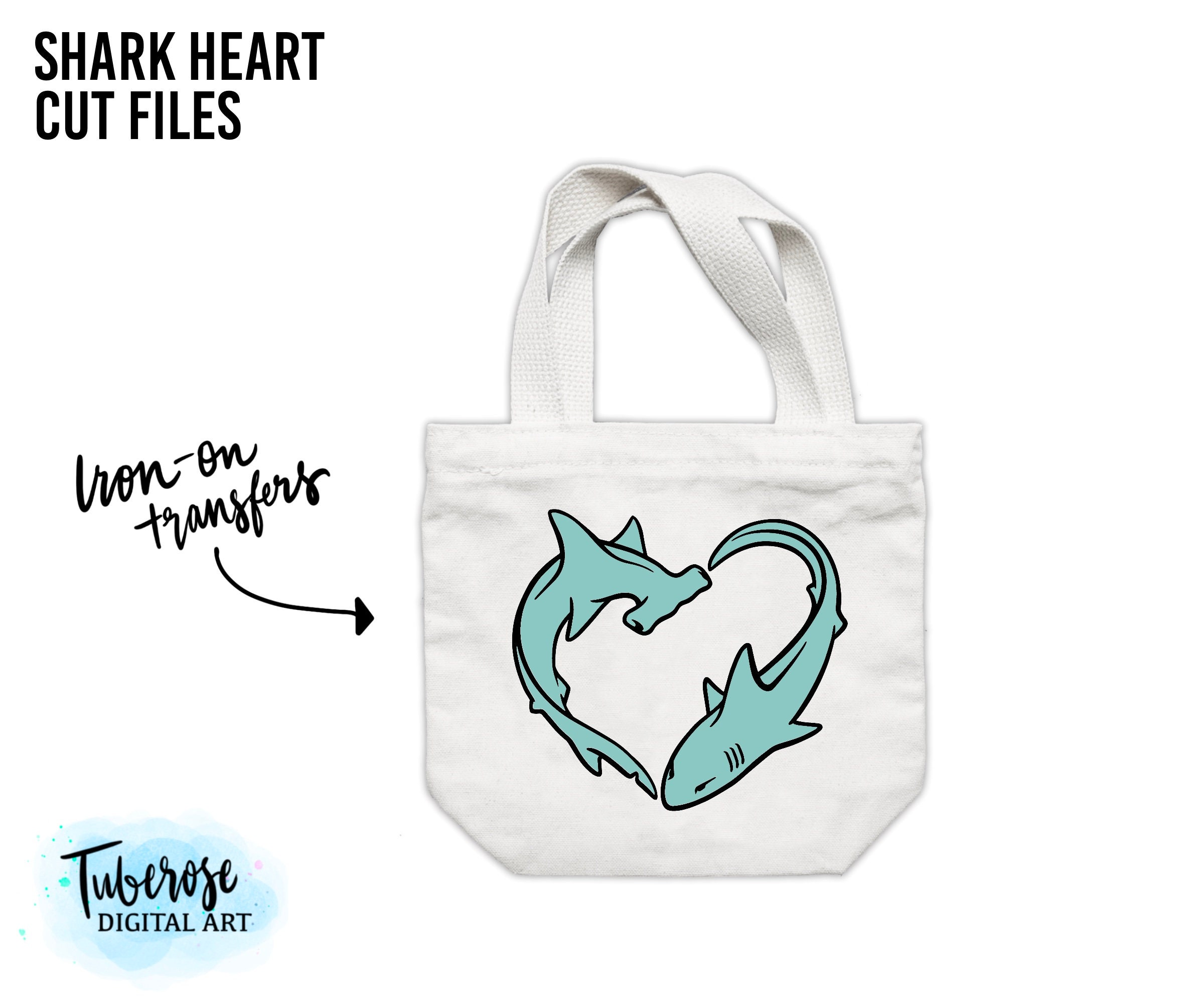 Shark Heart SVG Hammerhead Shark, Thresher Shark in Heart Shape ...