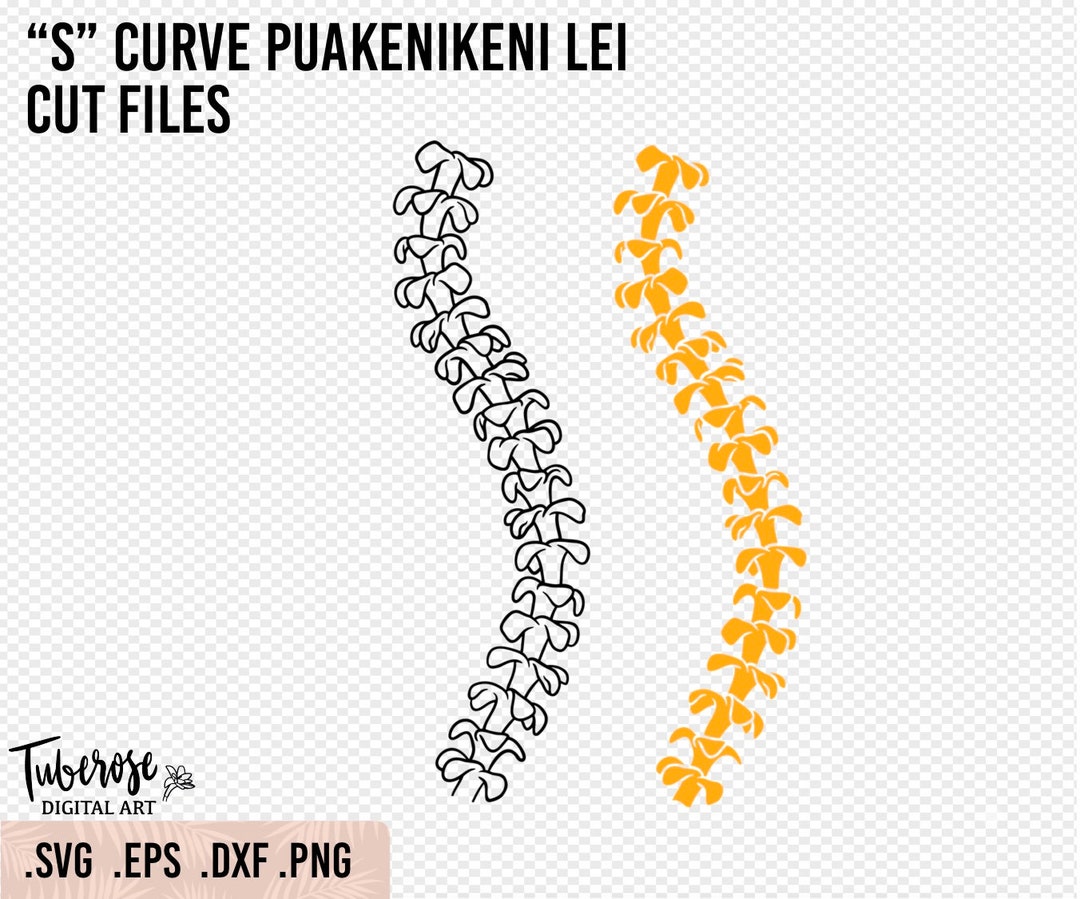S Curve Puakenikeni Lei SVG, Floral Line Art and Solid Cut Files, Pua ...