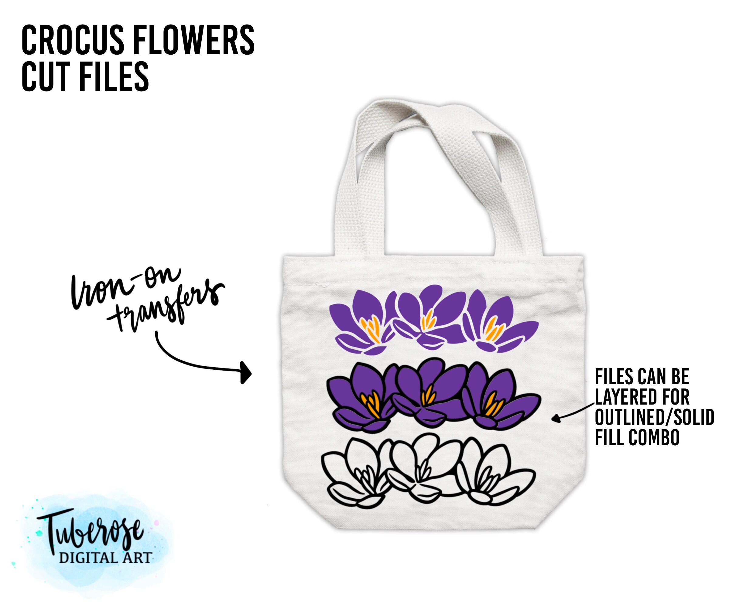 Crocus Flower SVG PNG Cut Files Spring Floral Illustrations | Etsy