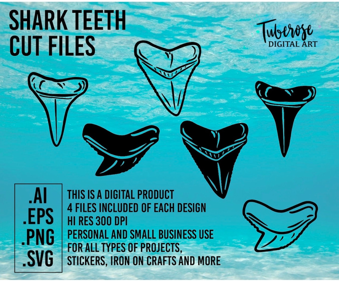 Shark Tooth SVG Great White Shark Teeth Cut Files Bull Shark - Etsy