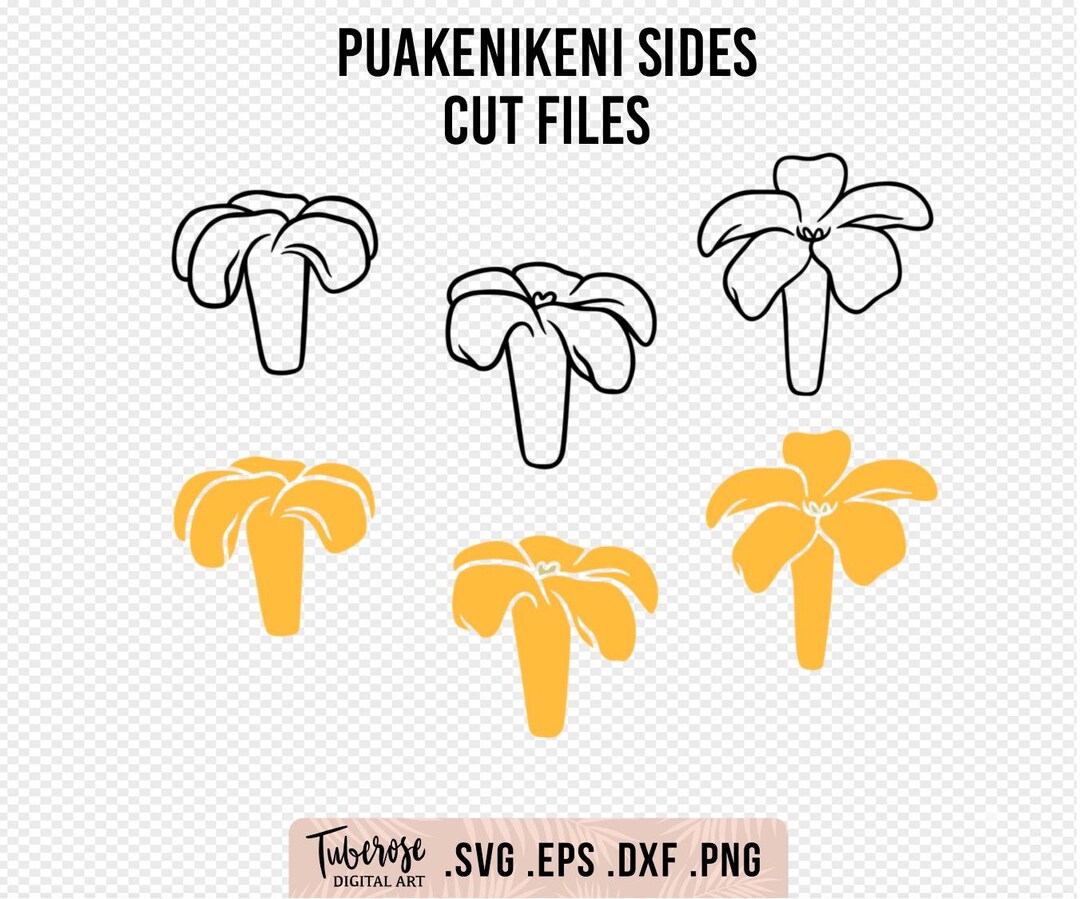 Puakenikeni Flower SVG, Side View Floral Icons, Flower Cricut Files for ...