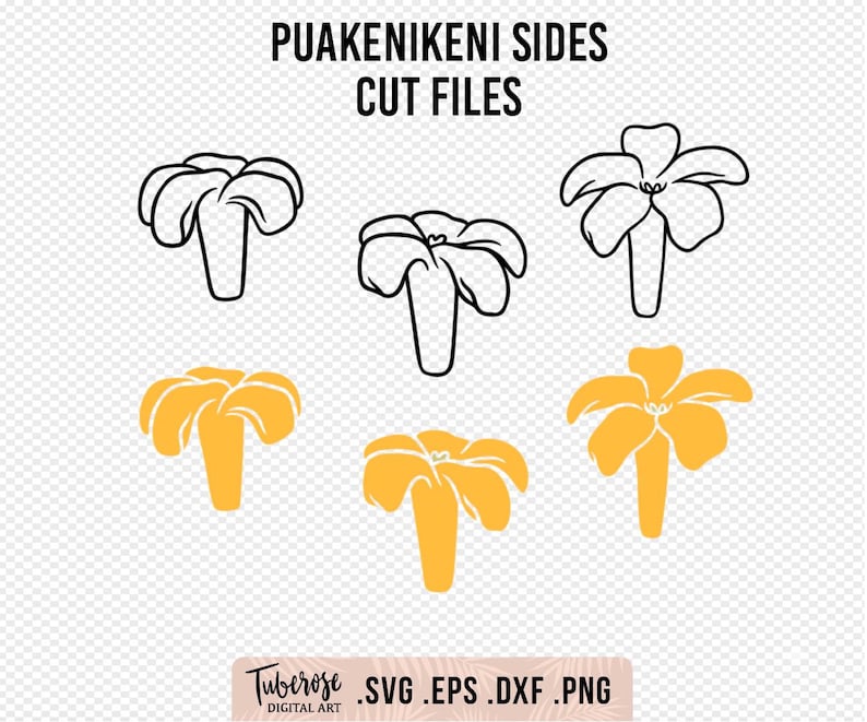 Puakenikeni Flower SVG, Side View Floral Icons, Flower Cricut Files for ...