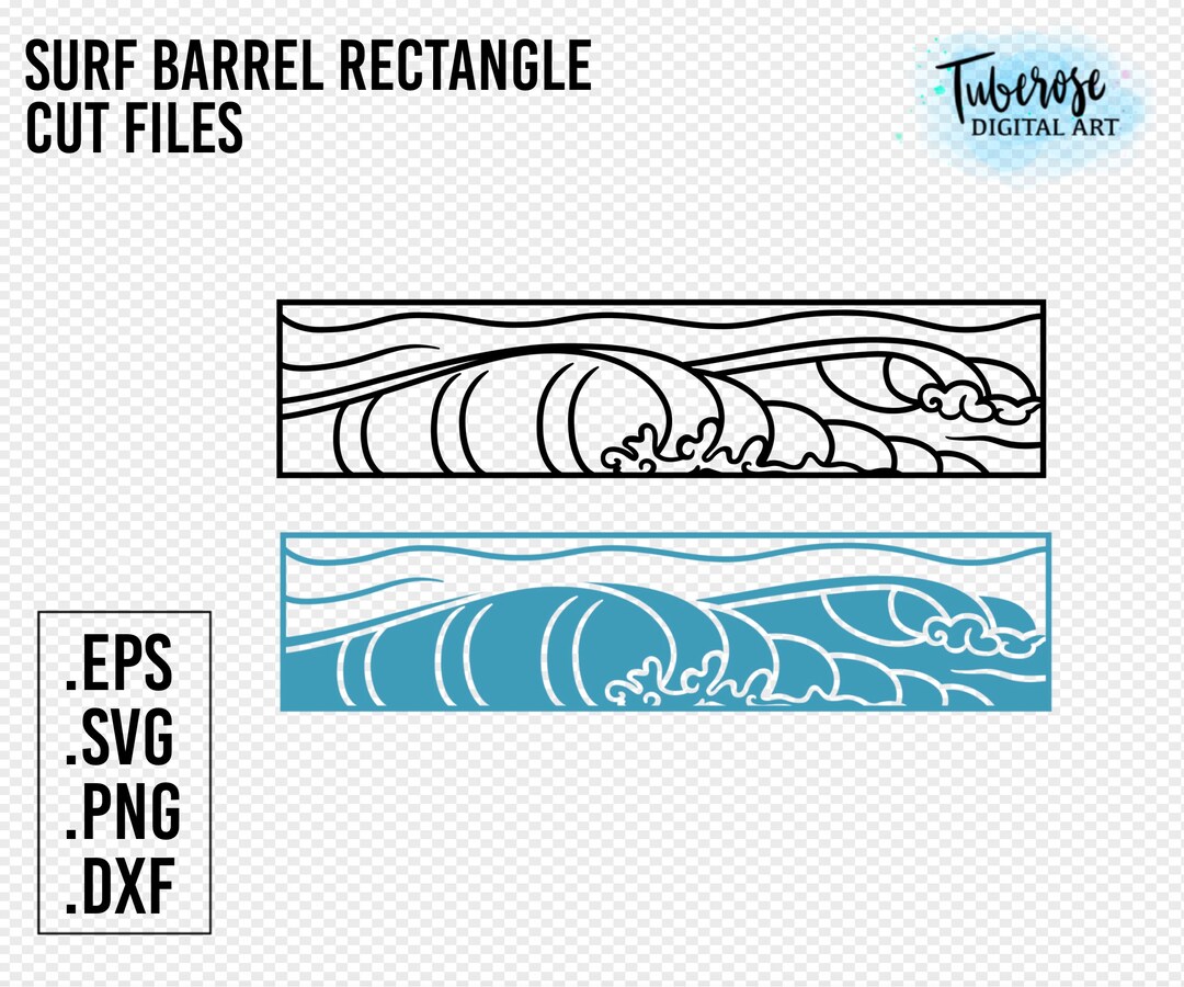Surf Waves Barrel SVG, Surf Barrel Rectangle Sticker/iron On, Waves SVG ...