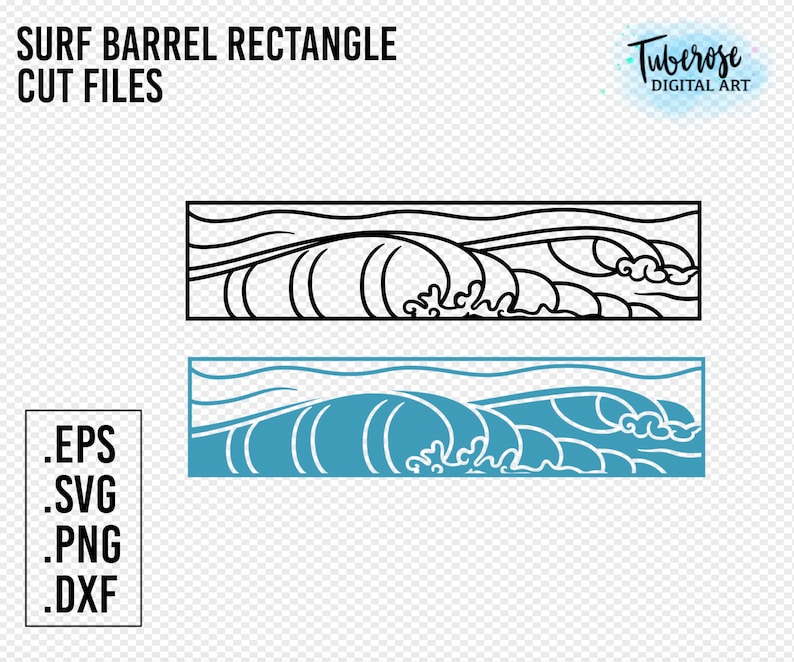 Surf Waves Barrel SVG, Surf Barrel Rectangle Sticker/iron On, Waves SVG ...