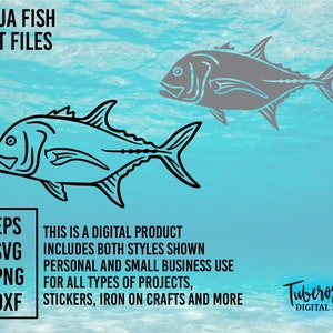 Ulua Fish SVG Cut File, Hawaiian Fish Line Art Sticker Design, Ocean ...