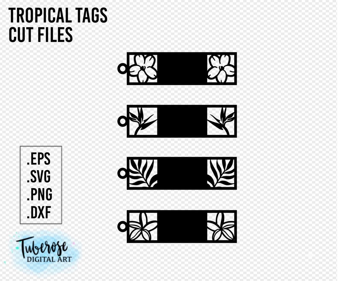 Tropical Tags SVG, XMAS Gift Hang Tags, Rectangle Paper Cut/laser Files ...
