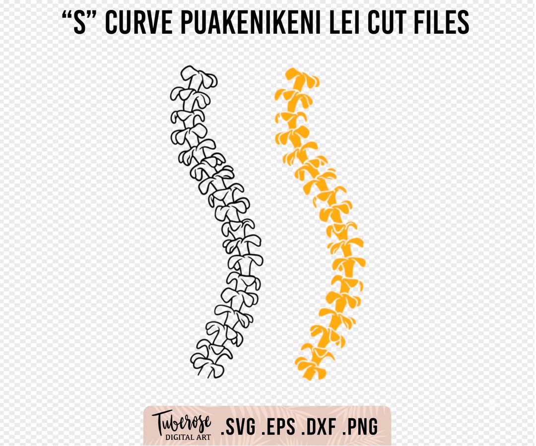 S Curve Puakenikeni Lei SVG, Floral Line Art and Solid Cut Files, Pua ...