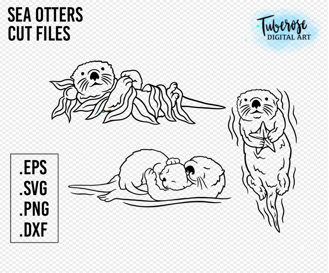 Sea Otter SVG Cut Files, Sea Otter Kelp Sea Animal Cut Files, Otter and ...