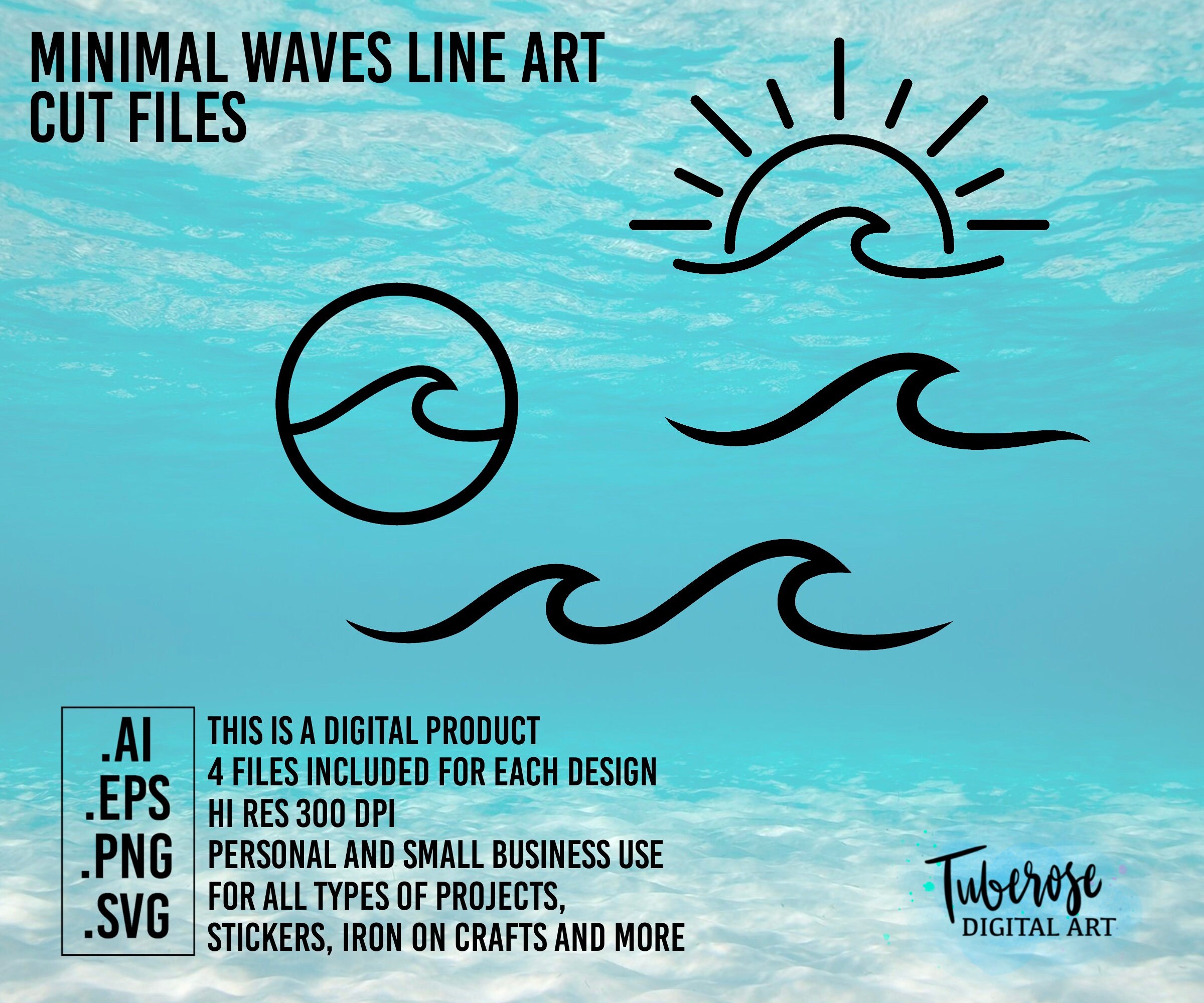 Minimal Ocean Wave SVG Circle Wave Sunset Wave Line Art Cut - Etsy