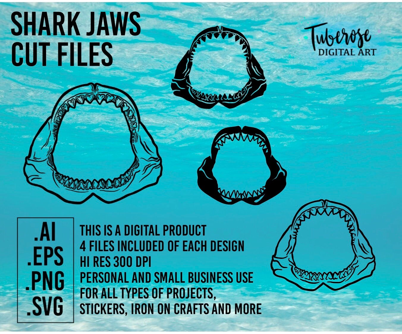 Shark Jaws SVG Shark Ocean Cut Files 4 Different Fossilized - Etsy