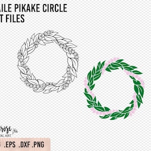 Maile Pikake Circle Lei Cut File, Round Lei SVG, Floral Border SVG ...