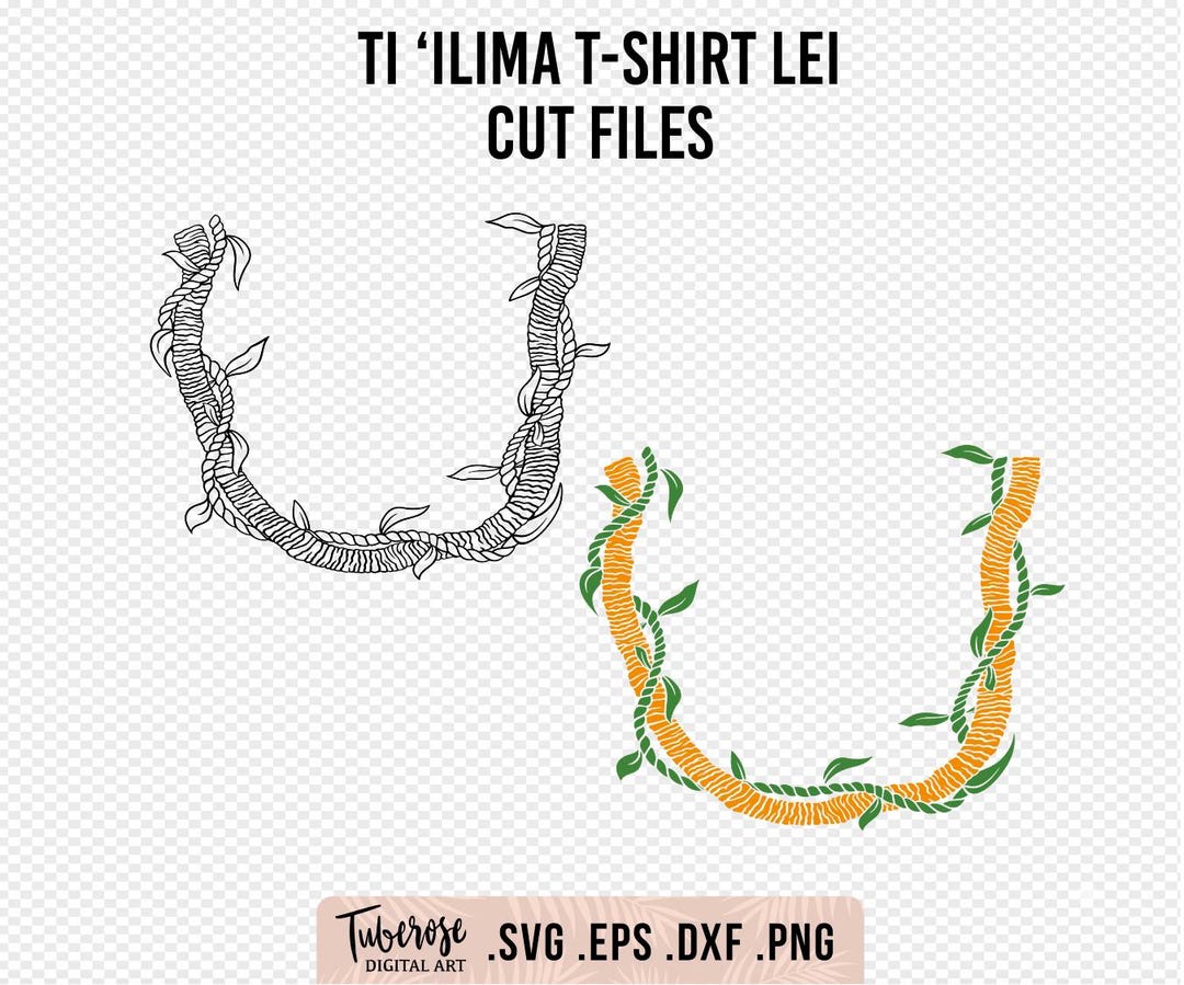 Ti 'ilima T-shirt Lei, Half Lei Cut Files in Outline and Solid Style ...