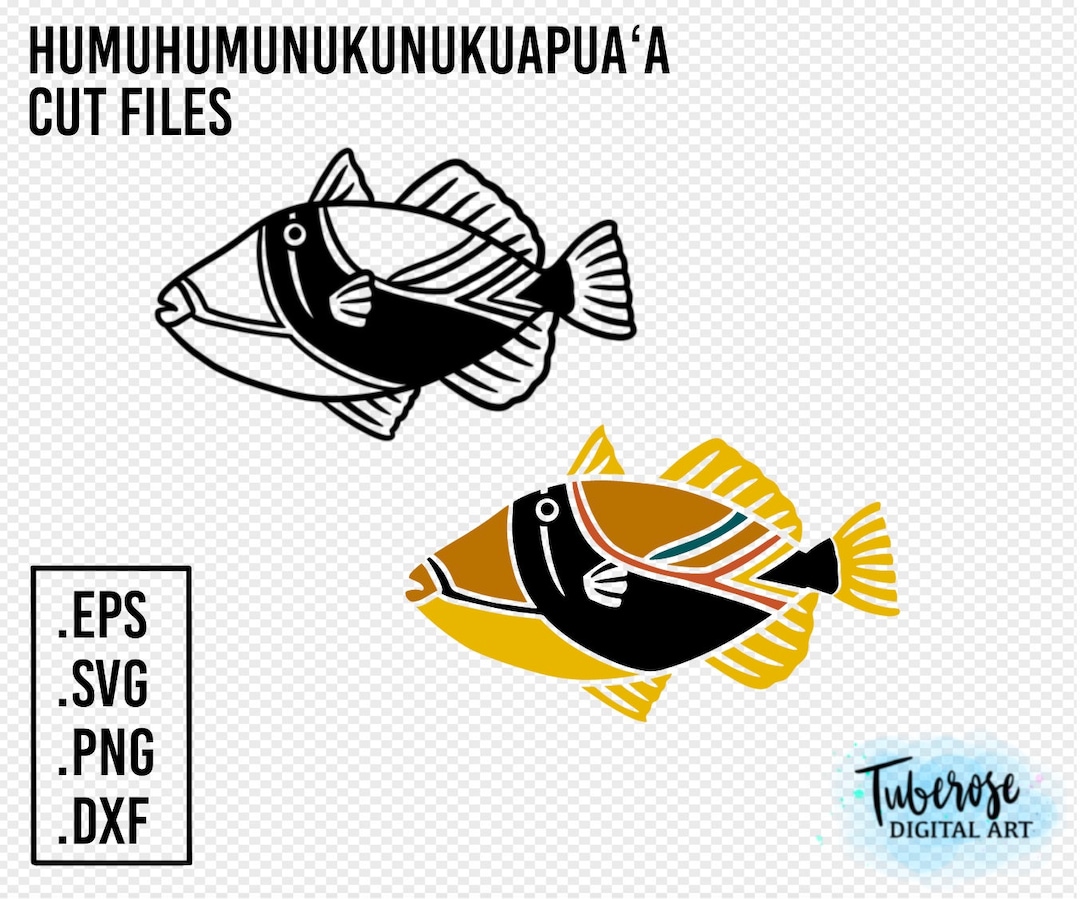 Humu Humu SVG Cut File, Hawaiian Fish Line Art Sticker Design ...