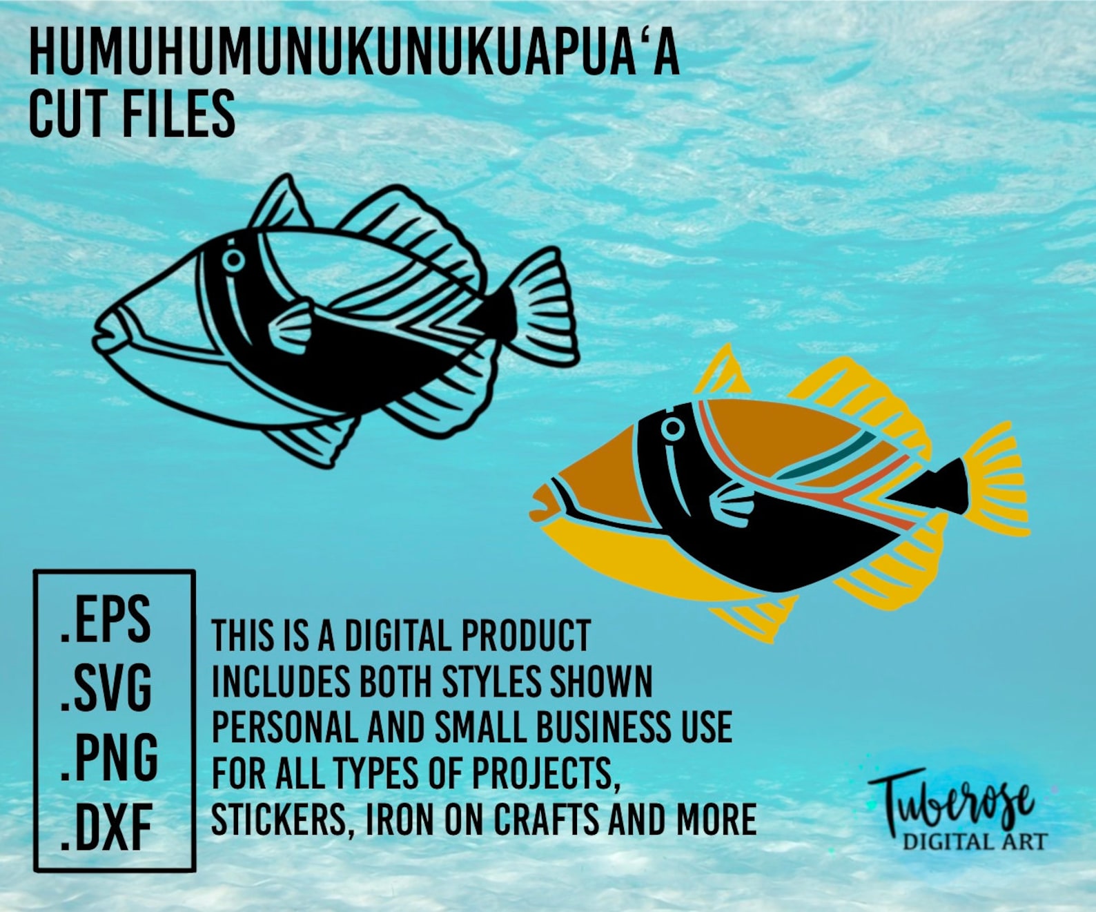 Humu Humu SVG Cut File Hawaiian Fish Line Art Sticker Design - Etsy