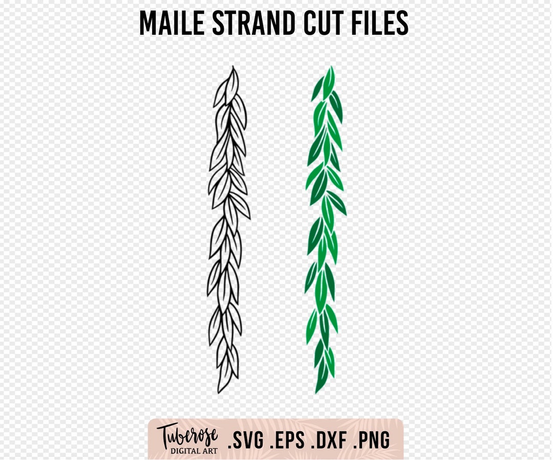 Maile Lei Strand SVG, Hawaiian Garland Cut File, Leafy Strand Cricut ...