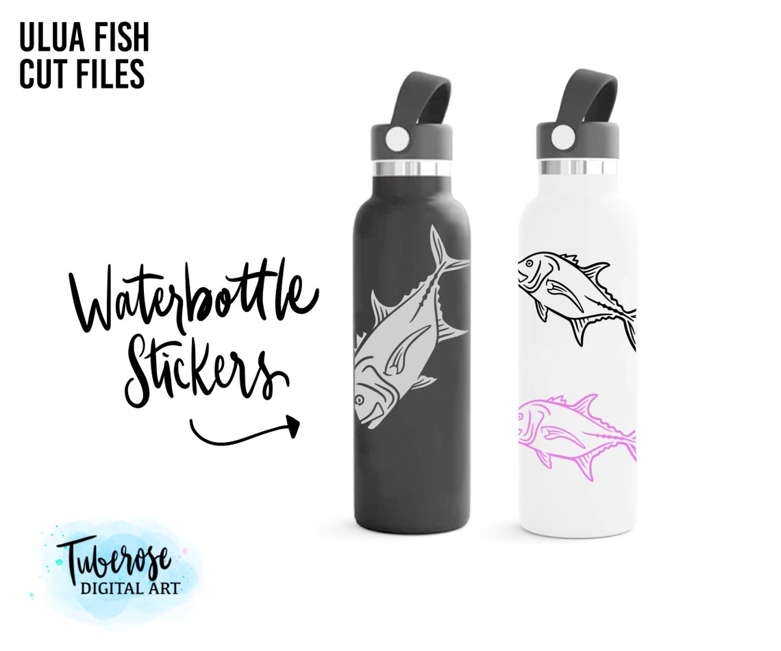 Ulua Fish SVG Cut File, Hawaiian Fish Line Art Sticker Design, Ocean ...