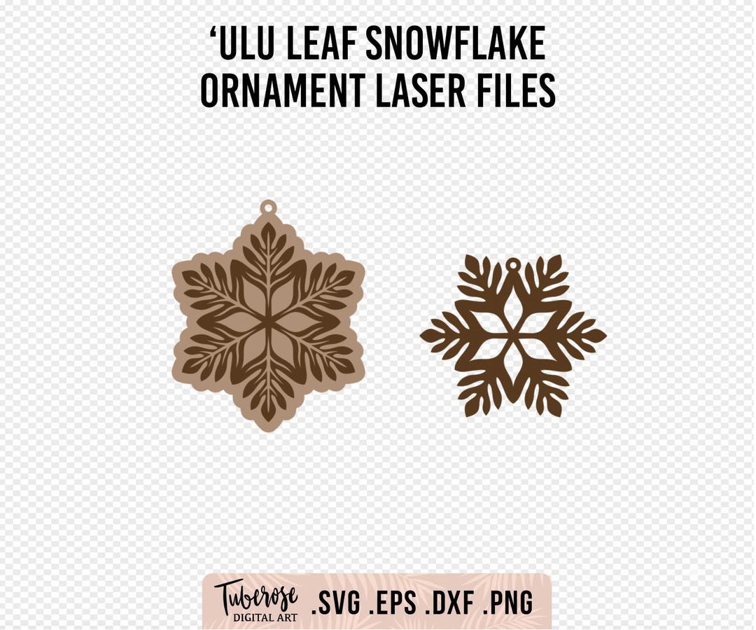 Ulu Leaf Snowflake Ornament SVG, Ornament Laser Files, Tropical Leaf ...