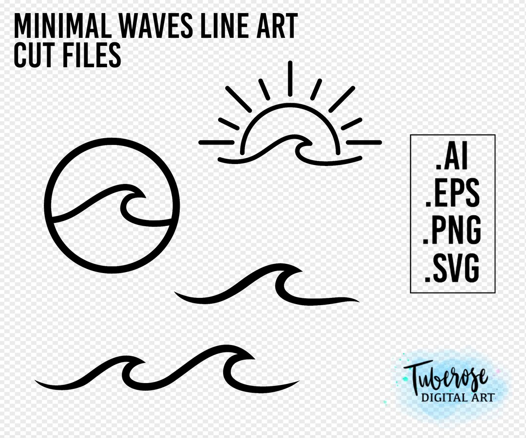 Minimal Ocean Wave SVG, Circle Wave, Sunset Wave Line Art Cut File ...