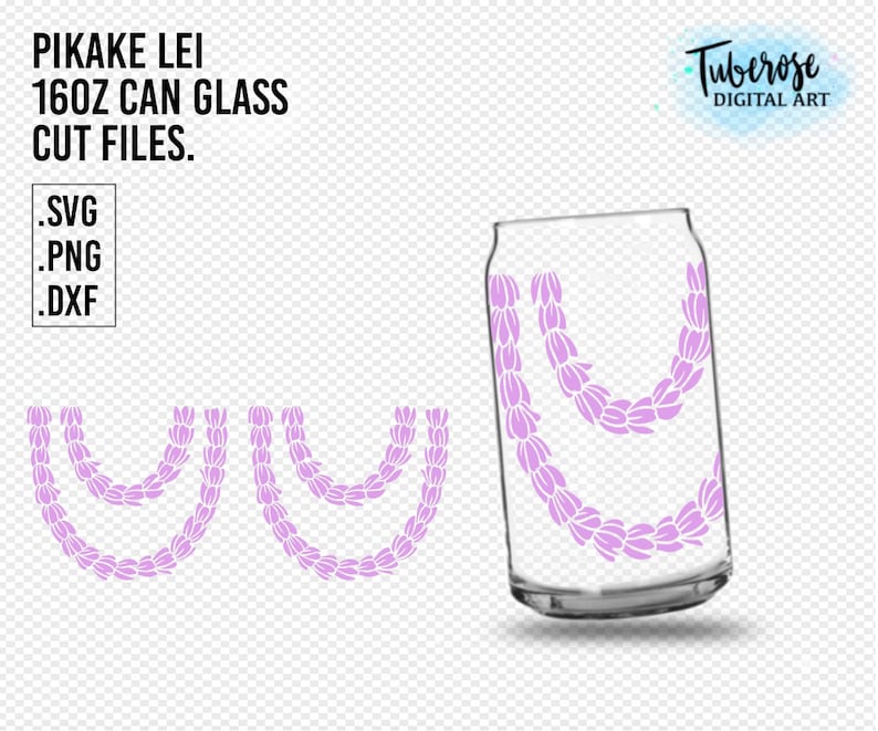 Double Pikake Lei 16oz Can Glass SVG Jasmine Flower Floral - Etsy
