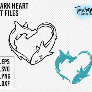 Shark Heart SVG Hammerhead Shark Thresher Shark in Heart - Etsy