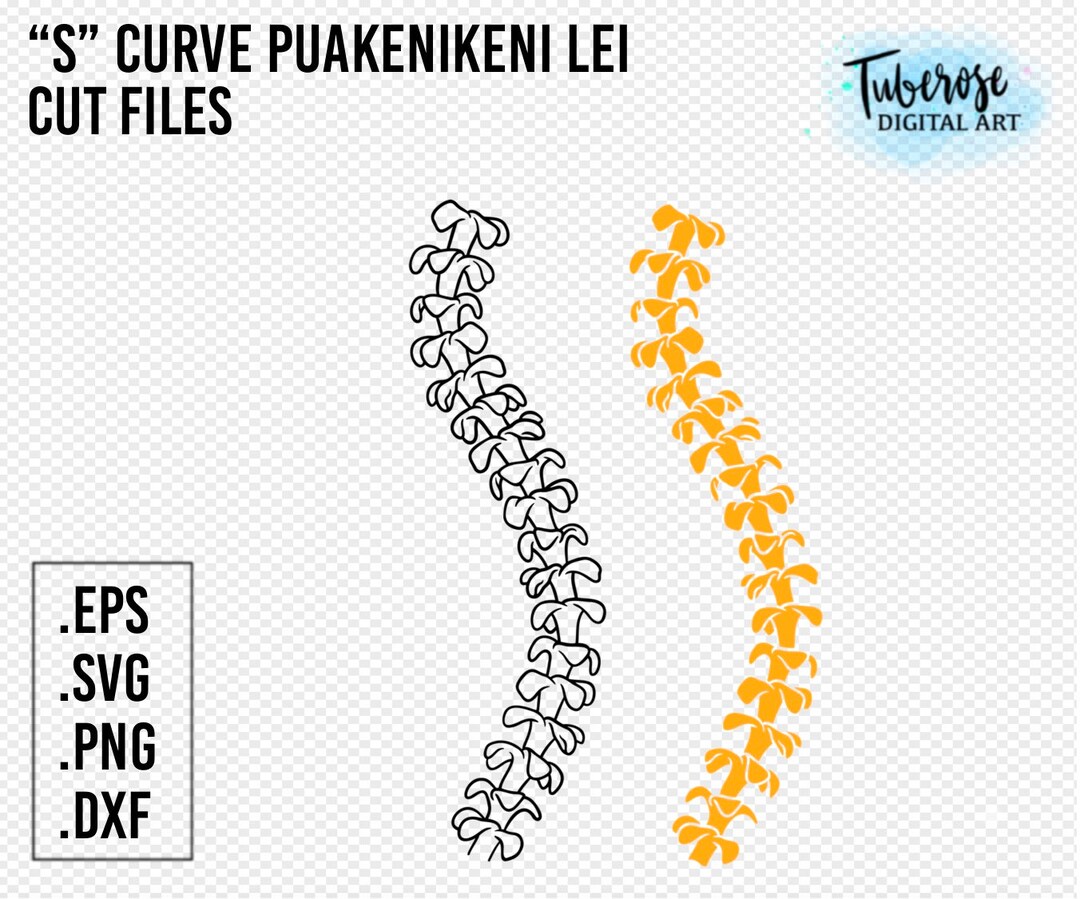 S Curve Puakenikeni Lei SVG Floral Line Art and Solid Cut - Etsy
