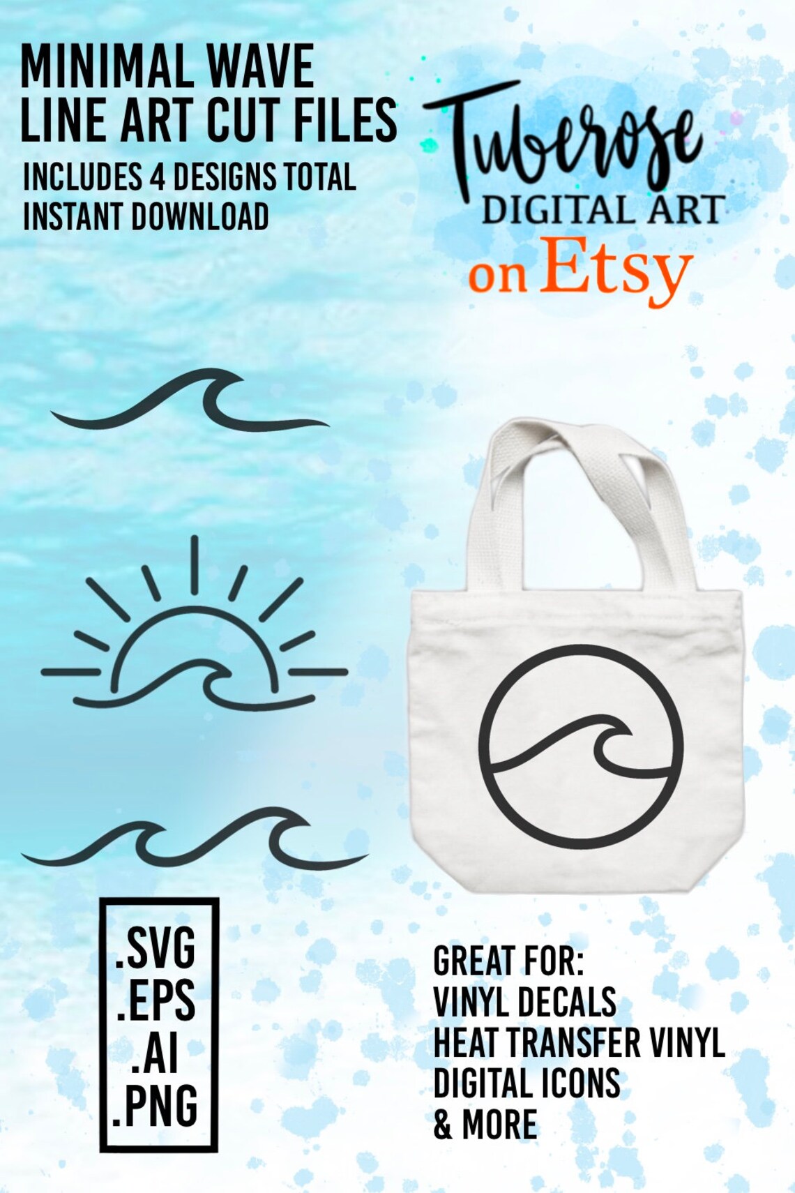 Minimal Ocean Wave SVG Circle Wave Sunset Wave Line Art Cut - Etsy