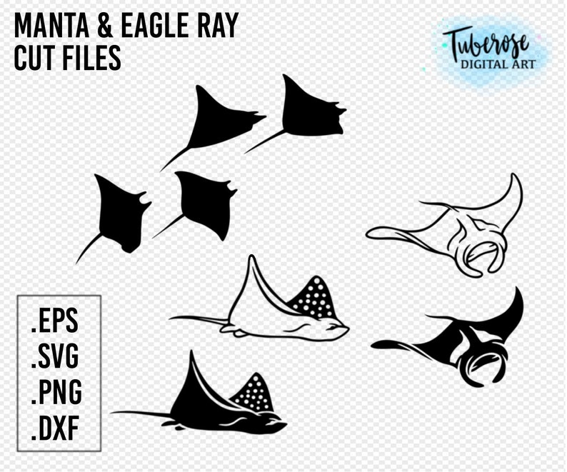 Manta Ray SVG Cut Files Spotted Eagle Ray Sea Animal Cut - Etsy
