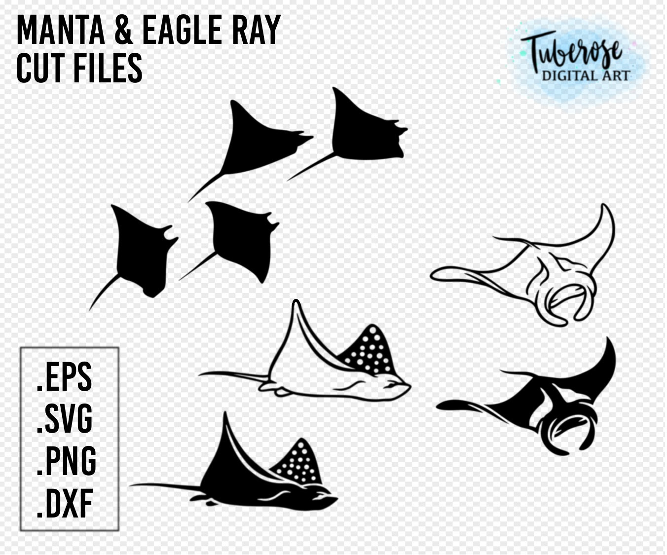 Manta Ray SVG Cut Files Spotted Eagle Ray Sea Animal Cut - Etsy