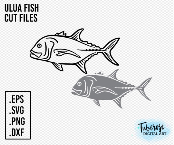 Ulua Fish SVG Cut File Hawaiian Fish Line Art Sticker Design - Etsy