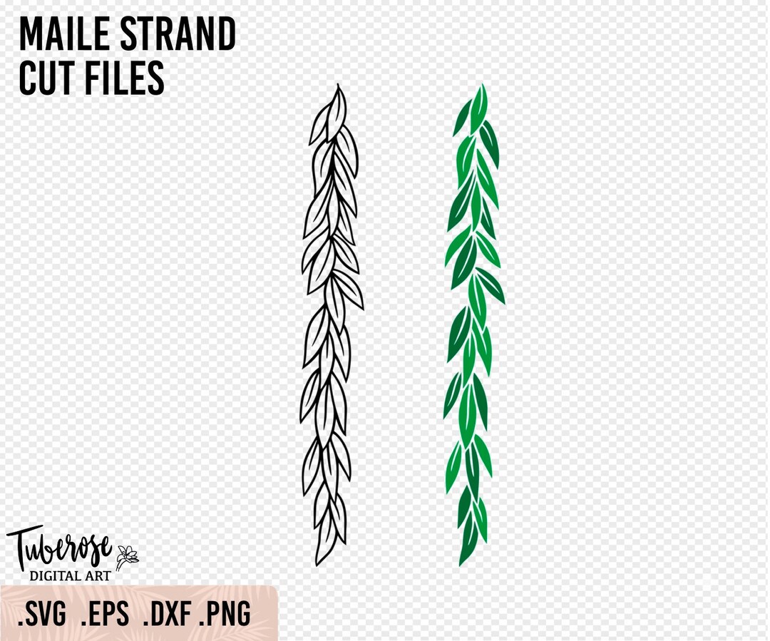 Maile Lei Strand SVG, Hawaiian Garland Cut File, Leafy Strand Cricut ...