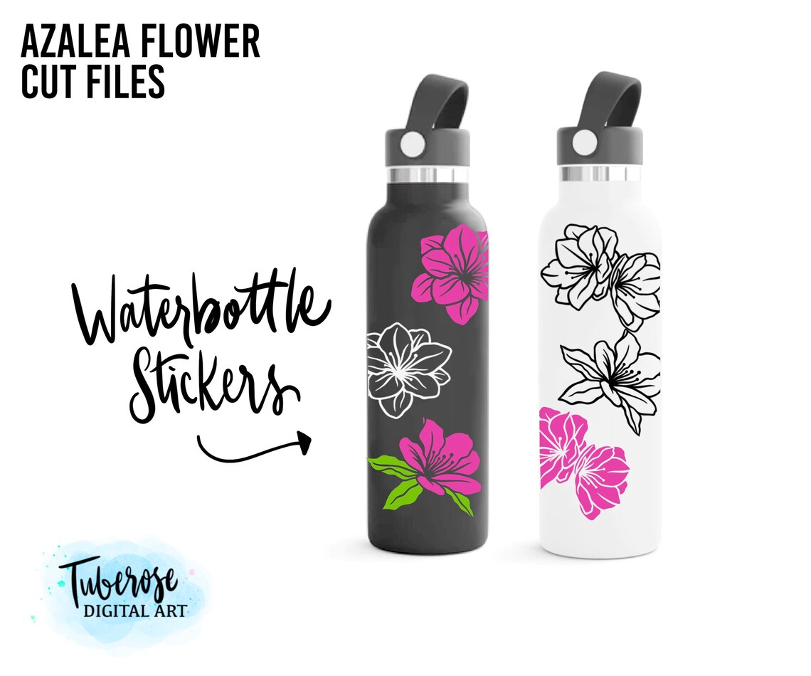 Azalea Flower SVG PNG Cut Files, Rhododendron Floral Illustrations ...