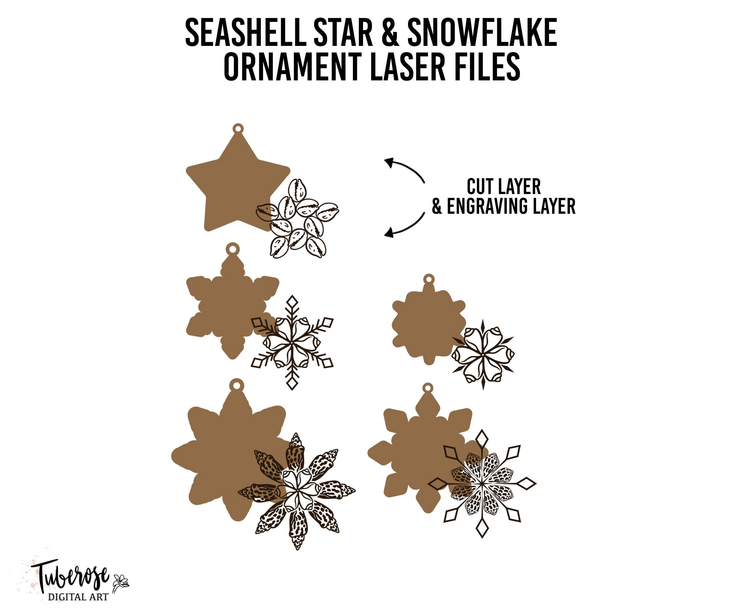 Seashell Star and Snowflake Ornament SVG, Ornament Laser Files, Hebrew ...