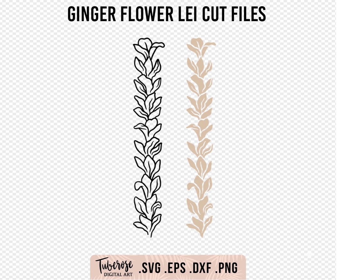 White Ginger Flower Lei SVG, Floral Lei Garland Cut File, Ginger Lei ...